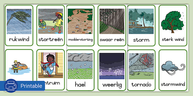 Rampe - Storms en Sterk Winde - Woordkaarte (teacher made)