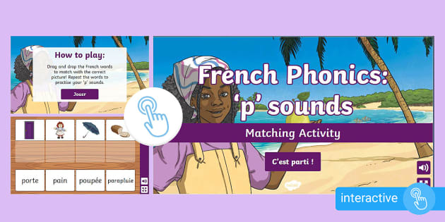 👉 French Phonics: 'p' words Interactive Matching Game