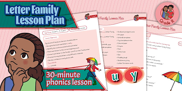 Grade R Phonics - Letter Family Lesson Plan - u, y Sounds (CAPS Aligned)
