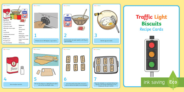 Traffic Light Biscuit Recipe Cards (teacher made)