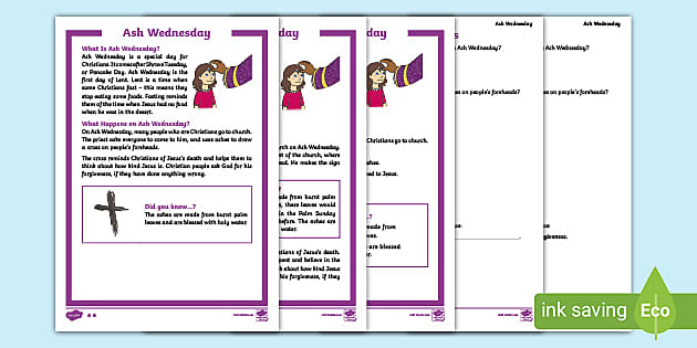 KS1 Ash Wednesday Differentiated Reading Comprehension Activity