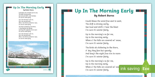 Up In The Morning Early Robert Burns Poem - Twinkl