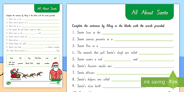 All About Santa Activity Page (teacher made)