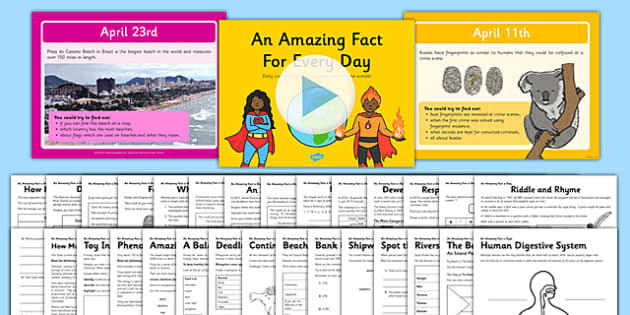 An Amazing Fact a Day April PowerPoint and Worksheet / Worksheet Pack