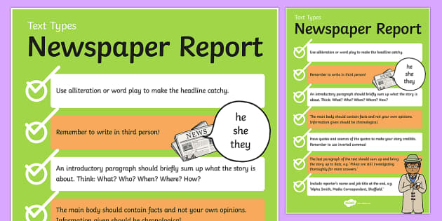 Text Types Guide Newspaper Report Display Poster - australia
