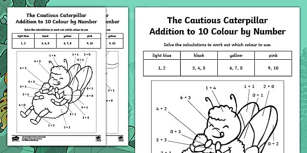 The Cautious Caterpillar Addition to 10 Color by Number