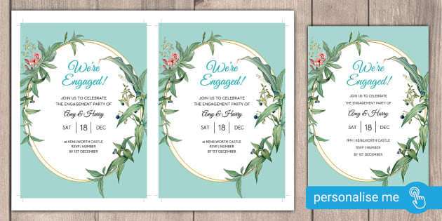 Floral Frame Engagement Party Invitation - Twinkl