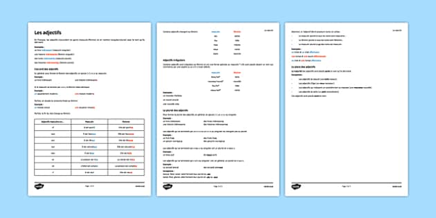 French Adjectives | French Resources | Twinkl (teacher made)