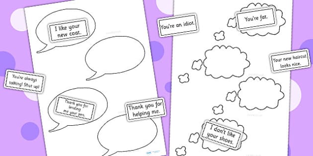 Think It Thought Bubbles And Say It Speech Bubbles Sort Activity