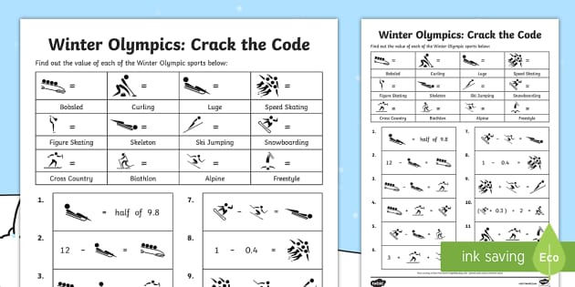 Winter Olympics Crack the Code Activity