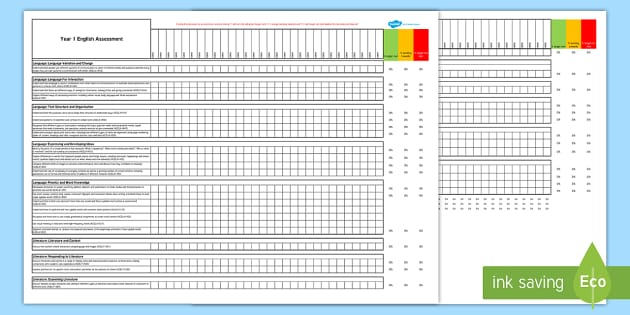 WA Curriculum English Year 1 Assessment Tracker - Twinkl