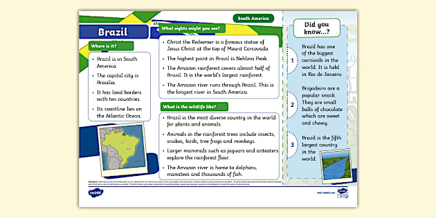 KS1 Brazil Fact File (teacher made) - Twinkl