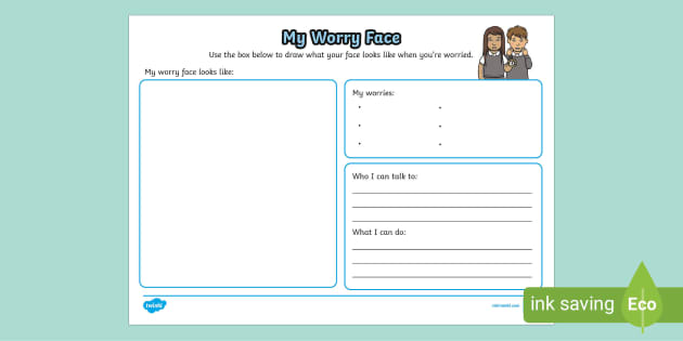 My Worry Face Worksheet (Hecho por educadores) - Twinkl