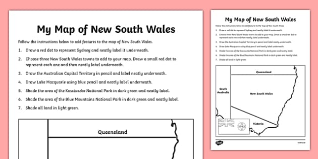 My Map of New South Wales Worksheet / Worksheet - australia, Geography, map