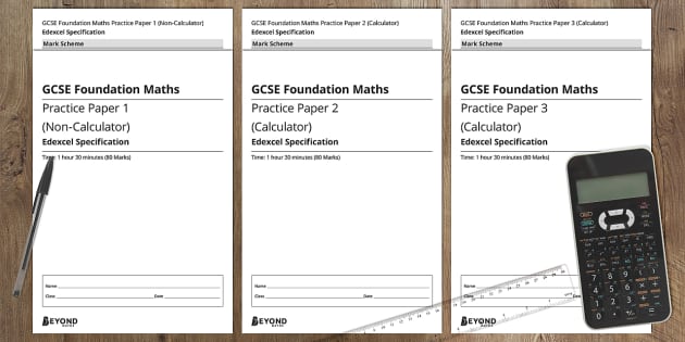 FREE GCSE Maths Practice Papers 1 2 And 3 Foundation Set A Edexcel