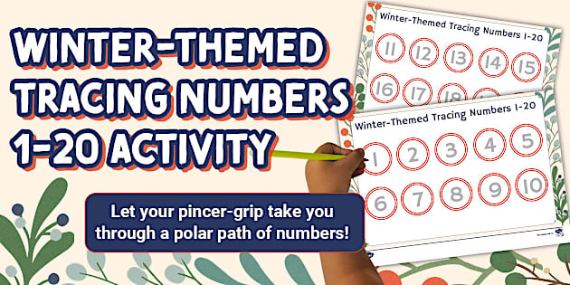 Winter-Themed Tracing Numbers 1-20 Activity