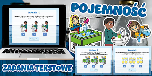 Pojemność | PowerPoint | Gra | Zadania tekstowe