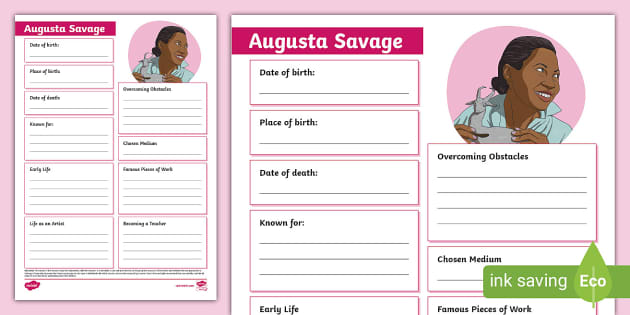 Augusta Savage Fact File Template (Teacher-Made) - Twinkl