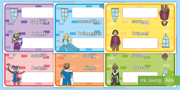 Cursive Castle-Themed Group and Table Signs - Twinkl