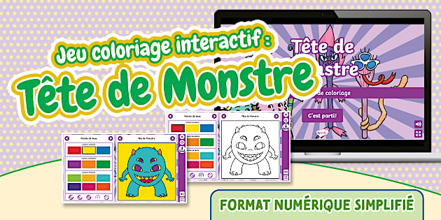 Jeu coloriage interactif : Tête de Monstre