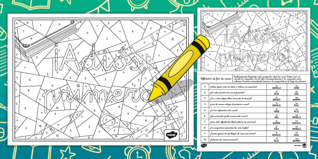 Hoja de colorear: Reflexión de fin de curso - Primero