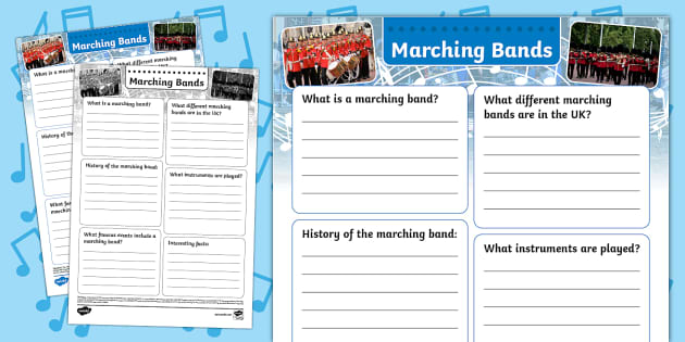 👉 Marching Bands Fact File Template (teacher made)