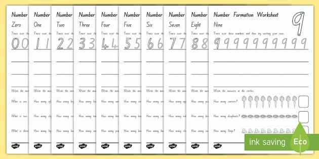 NZ Number Formation Worksheet (Teacher-Made) - Twinkl