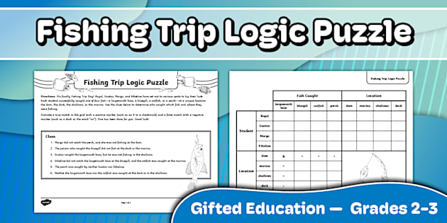 Fishing Trip Logic Puzzle for Gifted Education | 2nd-3rd Grade