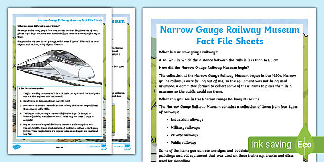FREE! - Narrow Gauge Railway Museum Fact File Sheets | Twinkl