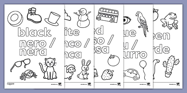 Let's Name the Colours! Bilingual Italian/English Colouring