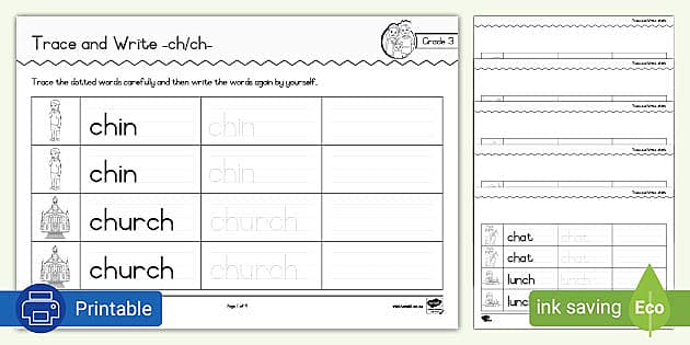 Grade 3 Phonics Trace And Write Chch Teacher Made 