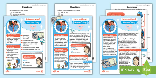 KS1 International Nurses' Day Differentiated Reading Comprehension