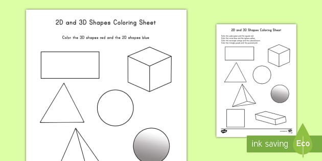 2D and 3D Shapes Coloring Activity (teacher made) - Twinkl