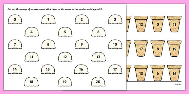 Ice Cream Number Bonds to 20 Worksheet / Worksheet