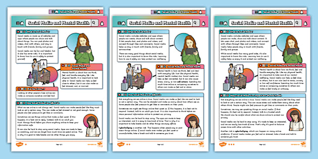 LKS2 Social Media and Mental Health Differentiated Reading Comprehension