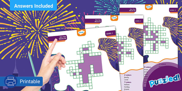 New Year Word Fit Puzzle Pack | Twinkl Puzzled - Twinkl