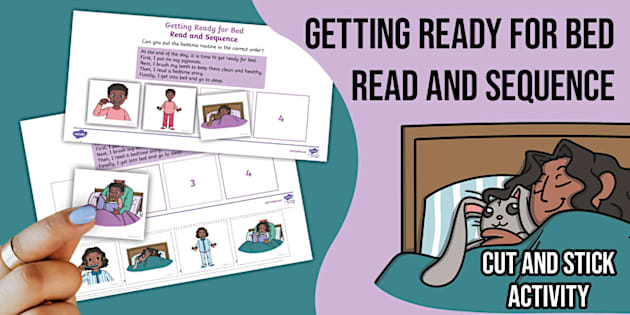 Getting Ready for Bed Read and Sequence Cut and Stick Worksheet