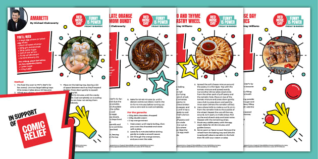FREE! - Comic Relief: Red Nose Day Baking Ideas | Recipe Cards