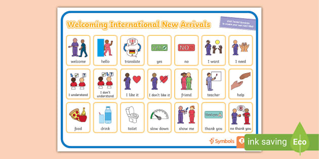 Twinkl Symbols: Welcoming International New Arrivals AAC Mat