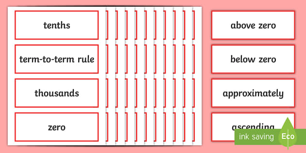 Year 5 2014 National Curriculum Number and Place Value Vocabulary Cards