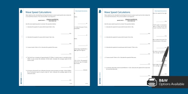 Wave Speed Calculations (teacher made) - Twinkl