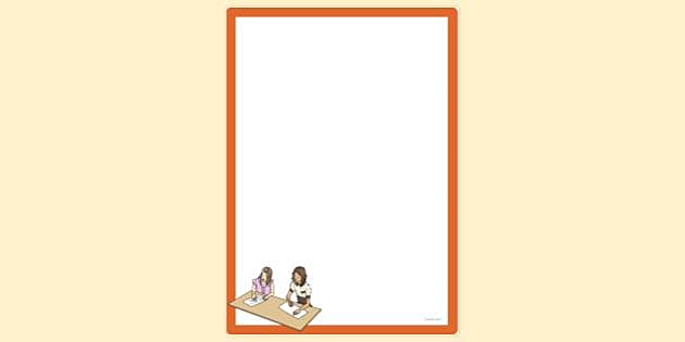 FREE! - 2 Children Working at a Desk Page Border | Page Borders