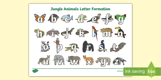 Jungle Animals Themed Letter Formation Worksheet