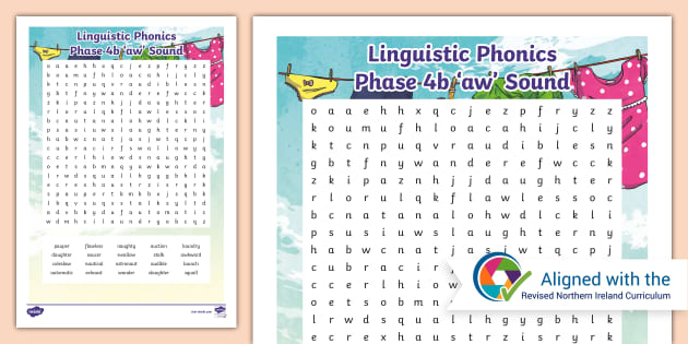 Linguistic Phonics Phase 4b 'aw' Sound Word Search - Twinkl