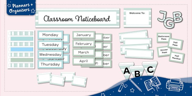 Classroom Display Pack | Classroom Organisation | Winter Stripes