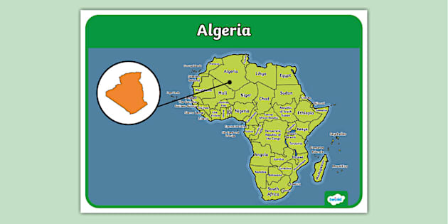 Algeria on a Map Display Poster - Twinkl