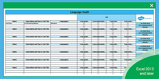 Language Audit for Staff Supporting Learners Using EAL