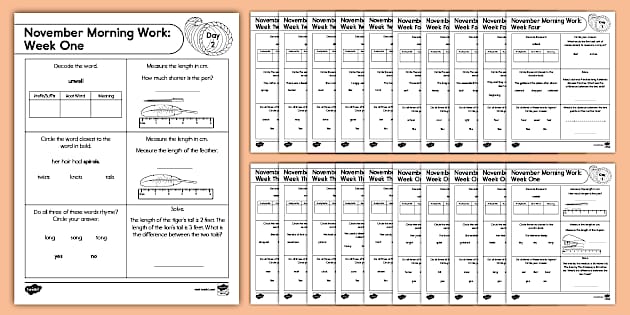 Second Grade November Morning Work Bundle - Twinkl