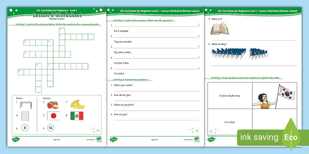 Esl Curriculum For Beginners Lesson 6 Worksheet Twinkl