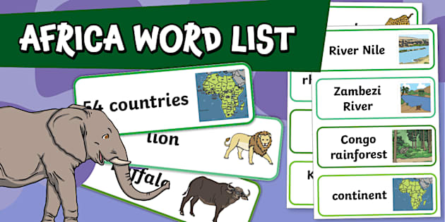 Africa Word List - Word Cards